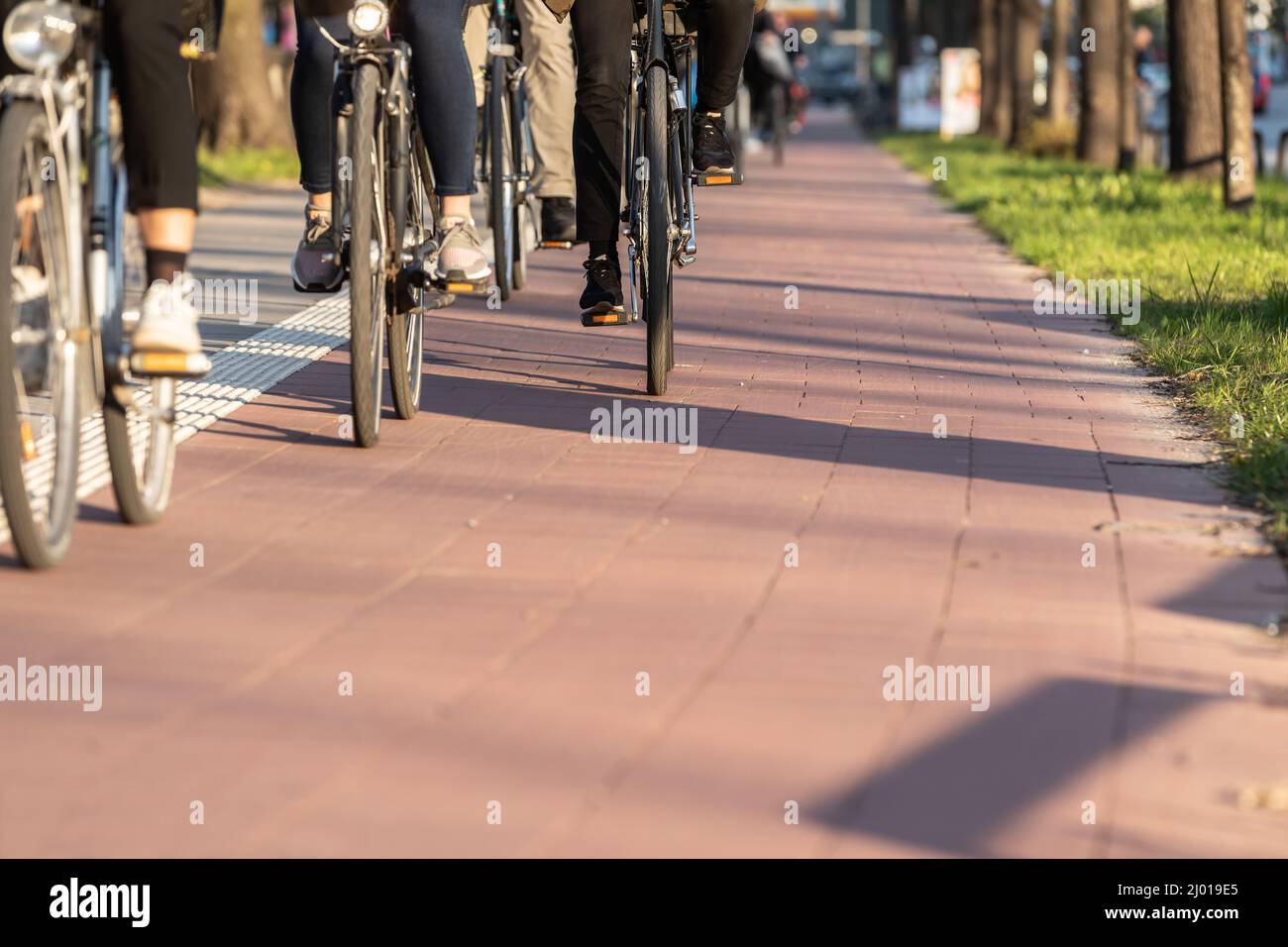 bike traffic on a red bike lane Stock Photo - Alamy