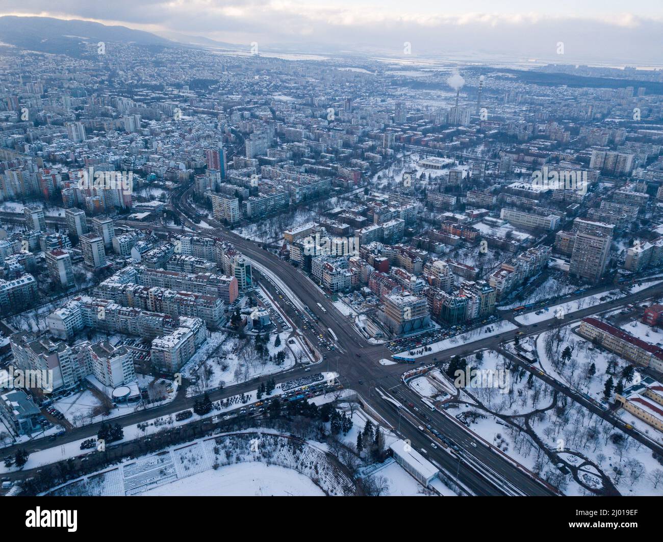 Aerial view of Sofia city in Bulgaria during the winter Stock Photo - Alamy
