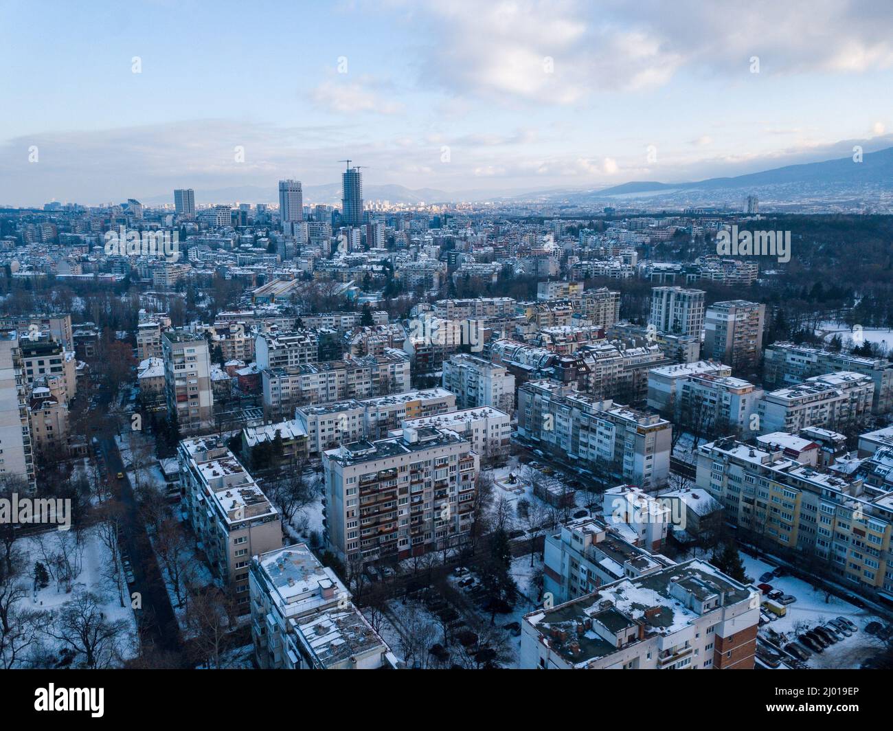 Aerial view of Sofia city in Bulgaria during the winter Stock Photo - Alamy