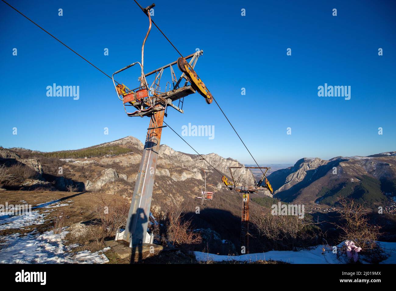 Beautiful shot of a cableway under the clear skies Stock Photo - Alamy