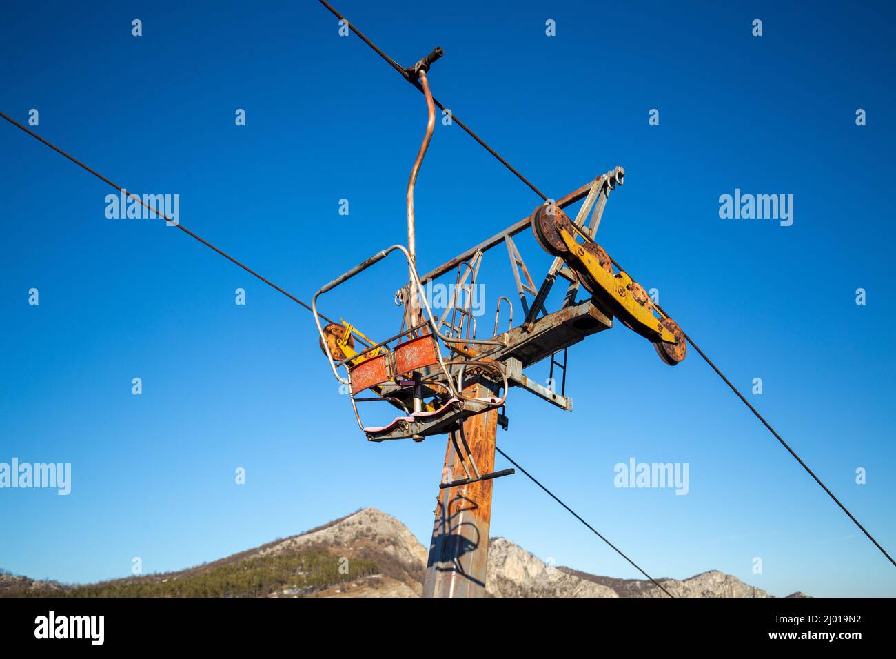 Beautiful shot of a cableway under the clear skies Stock Photo - Alamy