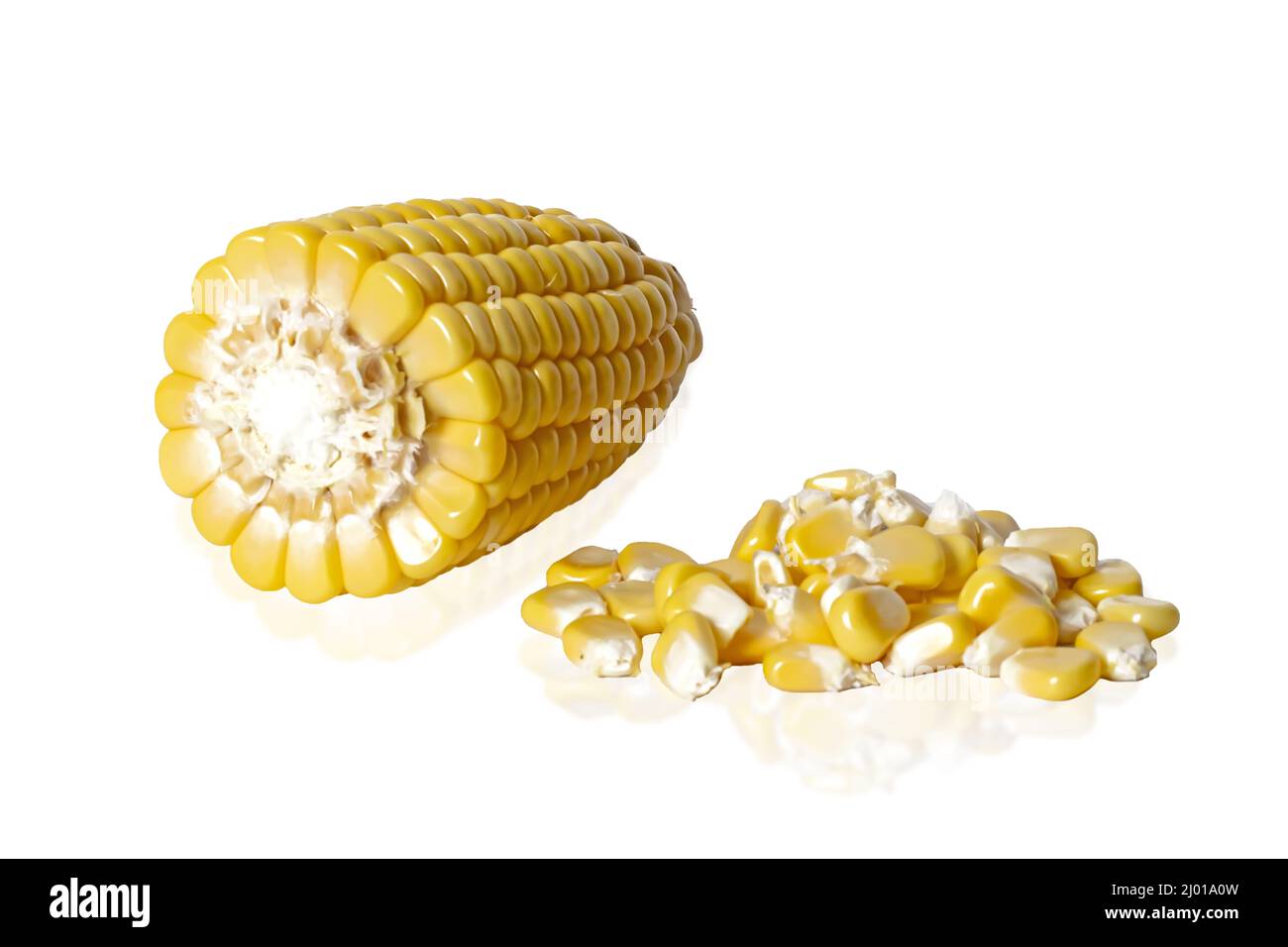Closeup of sweetcorn on a white background Stock Photo - Alamy