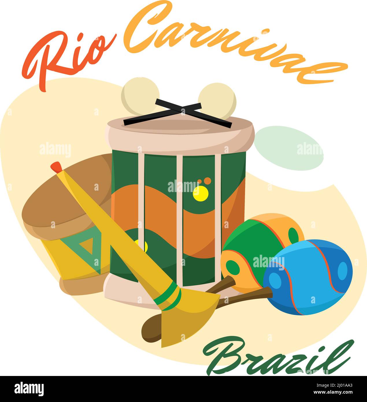 Isolated group of carnival musical instruments Carnival vector Stock ...