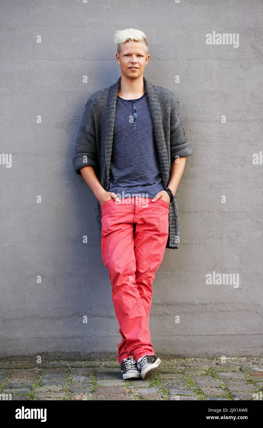 Hipster style. Full length shot a handsome and fashionable young man ...