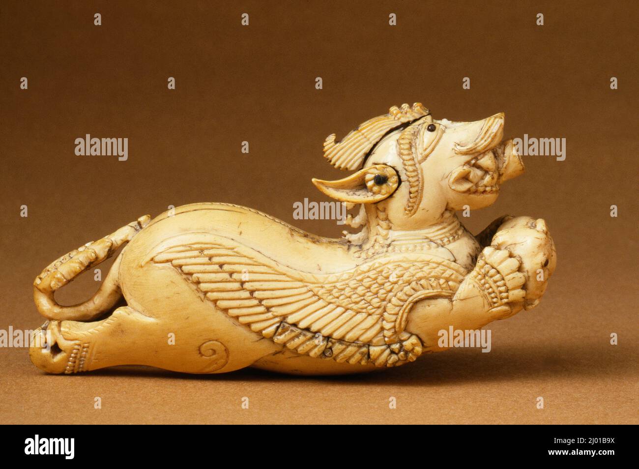 Powder Primer Flask (baruddan) in the Form of a Winged Lion Crushing an ...