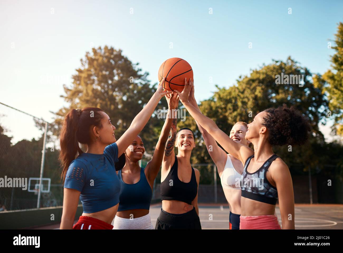 Lets do this, girls. Cropped shot of a diverse group of sportswomen ...