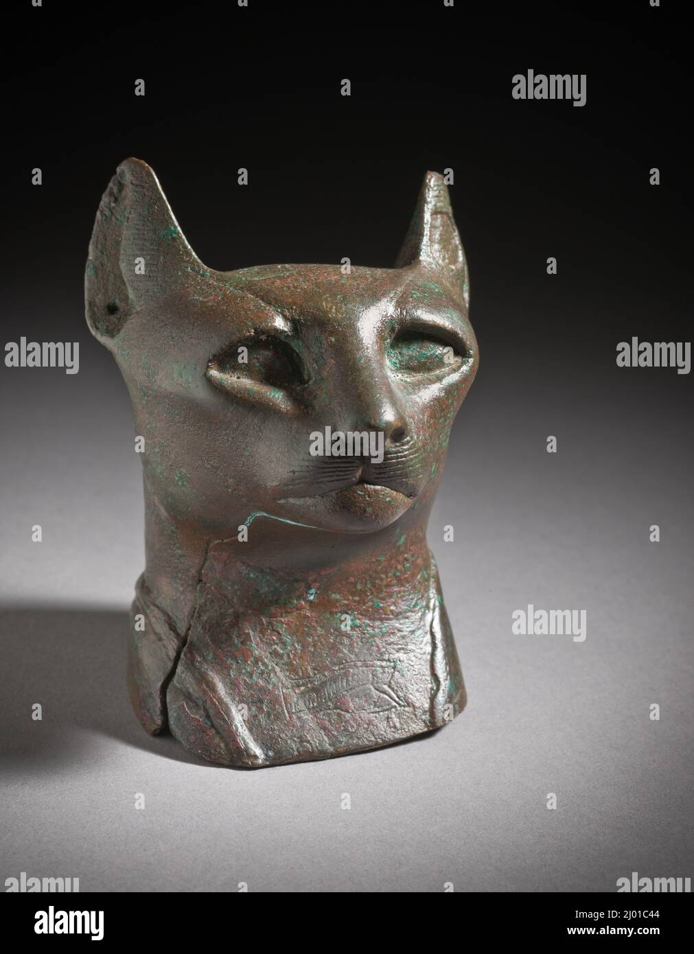 Head of a Cat. Egypt, Late Period, 712-332 BCE. Sculpture. Bronze Stock ...