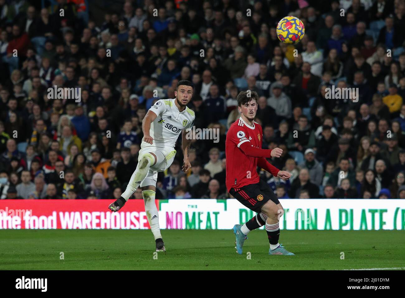Sam Greenwood #42 of Leeds United takes a shot at goal but goes wide ...