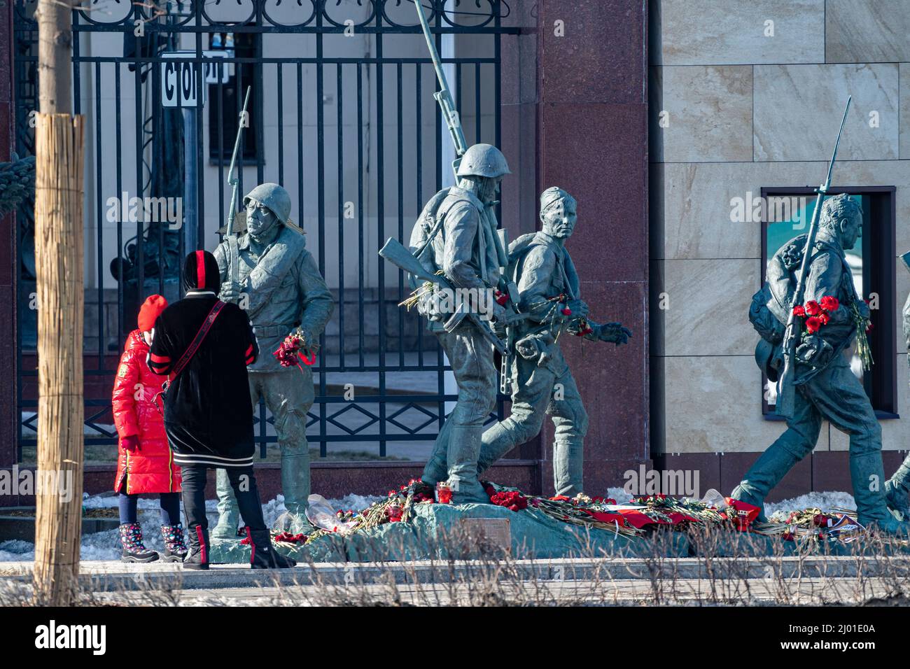 Russia, Moscow. A monument to characters of the 1975 Soviet drama film ...