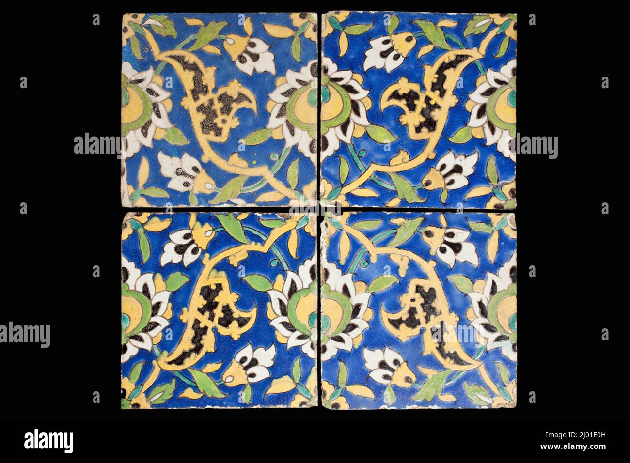 Four Tiles from a Panel. Iran, Isfahan, 17th century. Ceramics ...