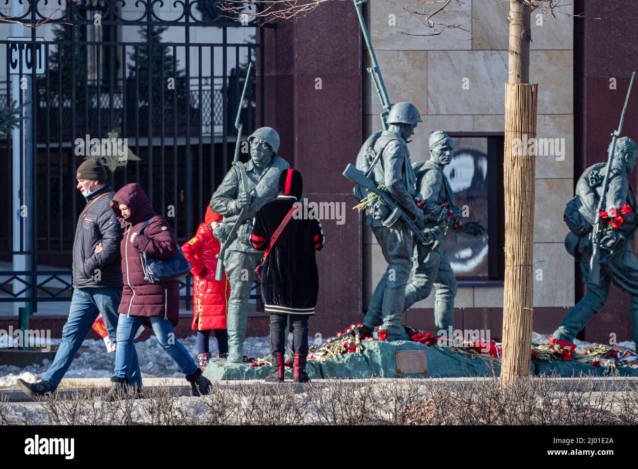 Russia, Moscow. A monument to characters of the 1975 Soviet drama film ...
