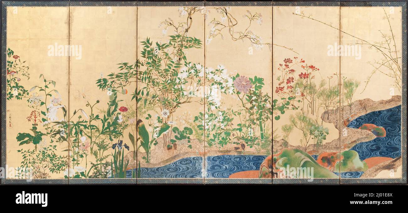 Flowers of Spring and Autumn. After Ogata Kōrin (Japan, 1658-1716 ...
