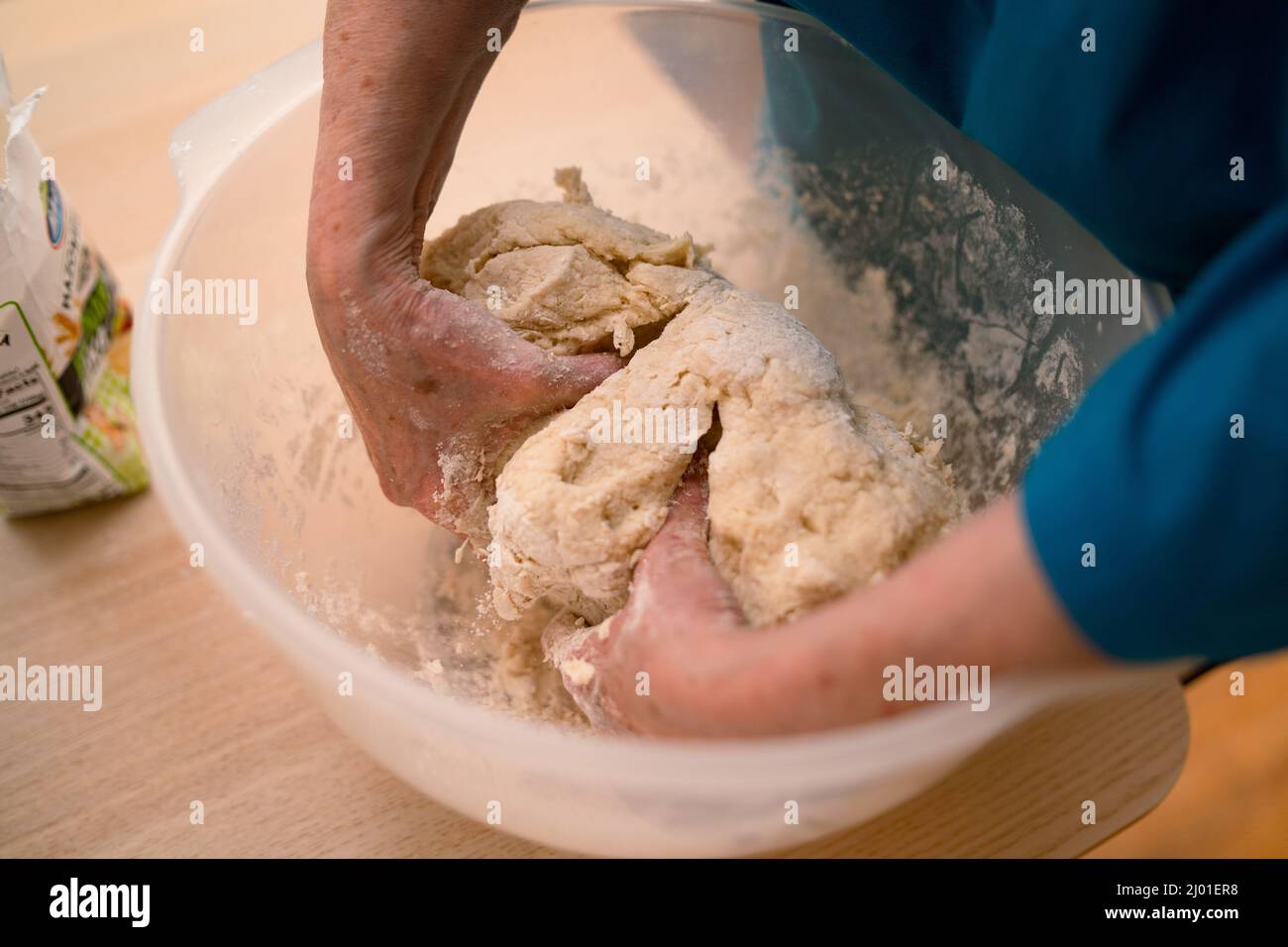 Closeup of dough making by an elder person Stock Photo - Alamy