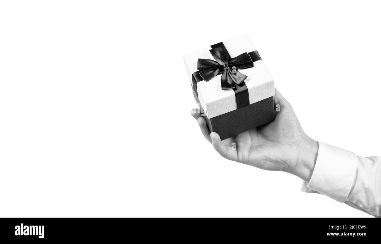 gift box in hand isolated on white background, boxing day Stock Photo ...