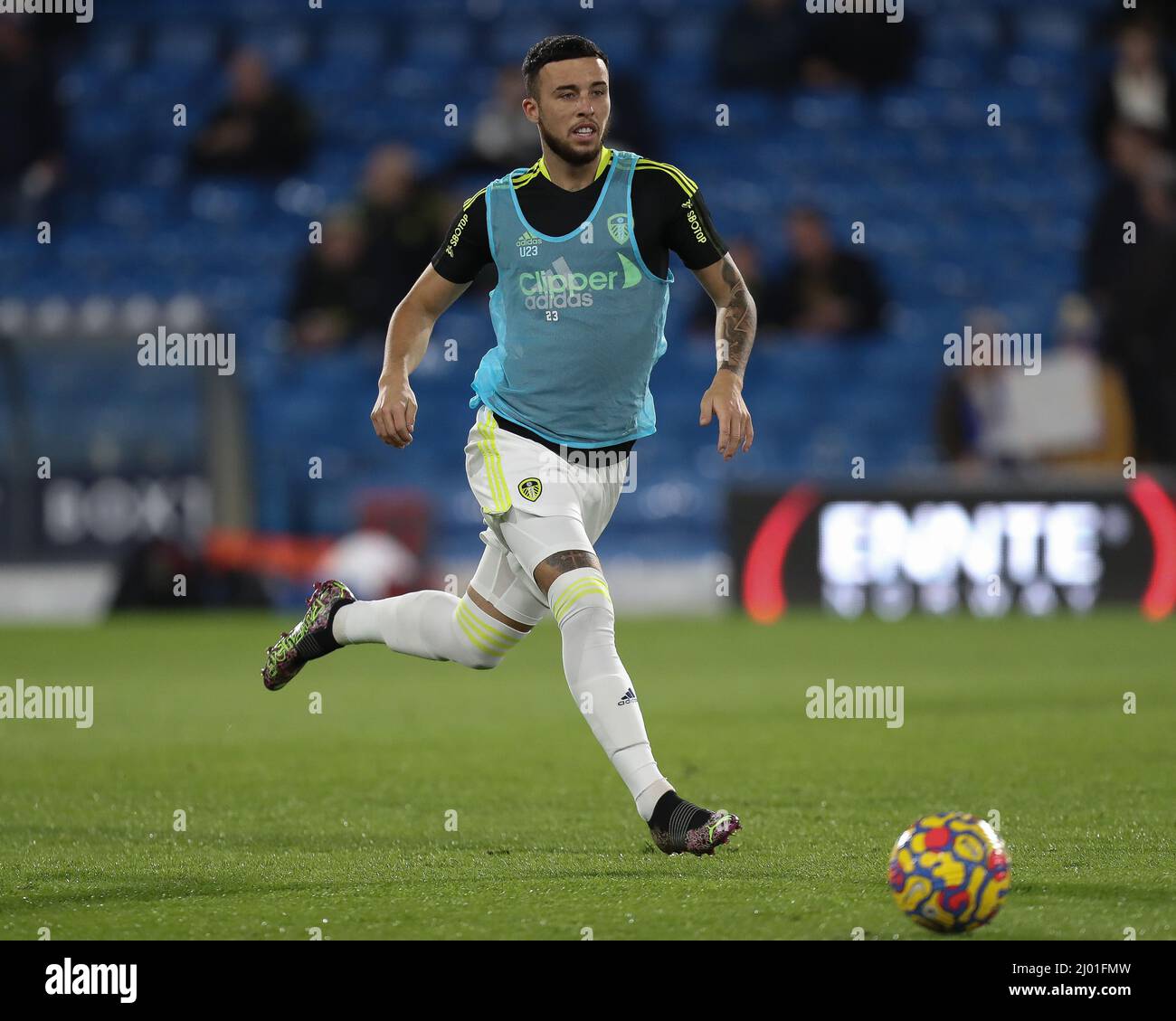Sam Greenwood #42 of Leeds United during the pre match warm up Stock ...
