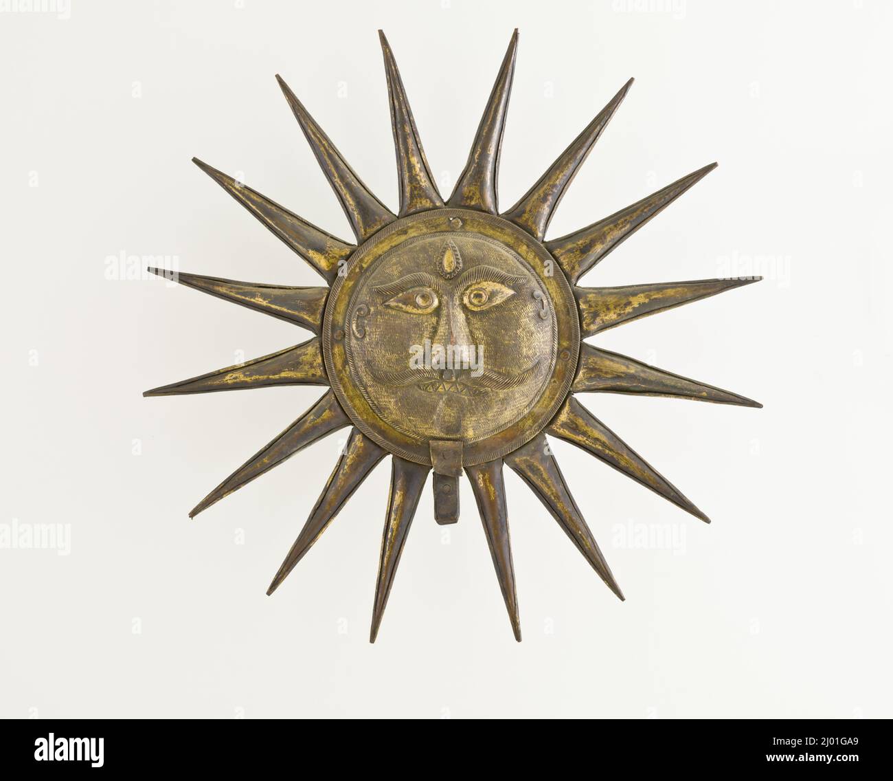 Personified Sun Emblem. India, Rajasthan, Mewar, circa 1900. Copper ...