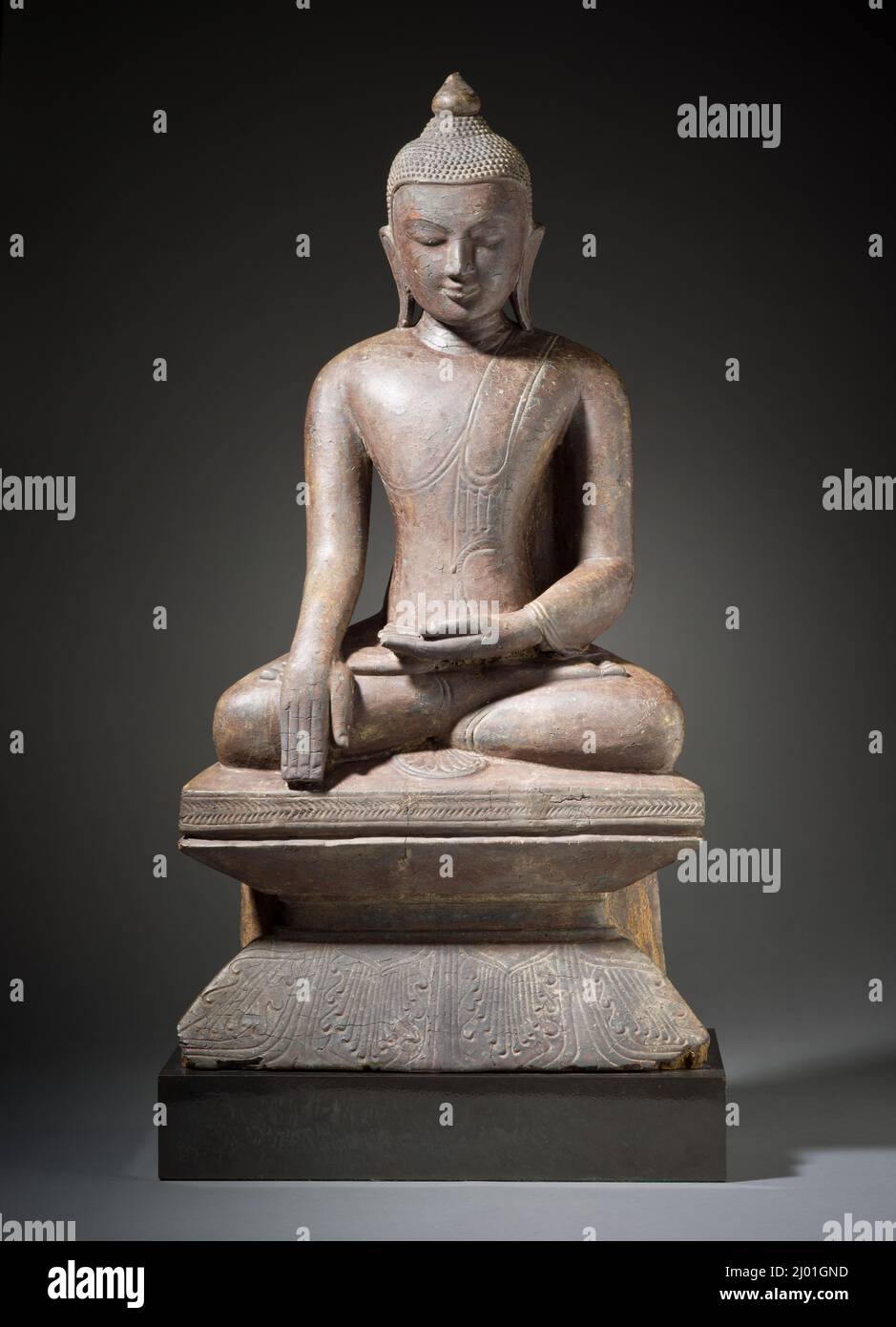 Buddha Shakyamuni. Burma (Myanmar), 18th century or later. Sculpture. Wood with lacquer Stock ...