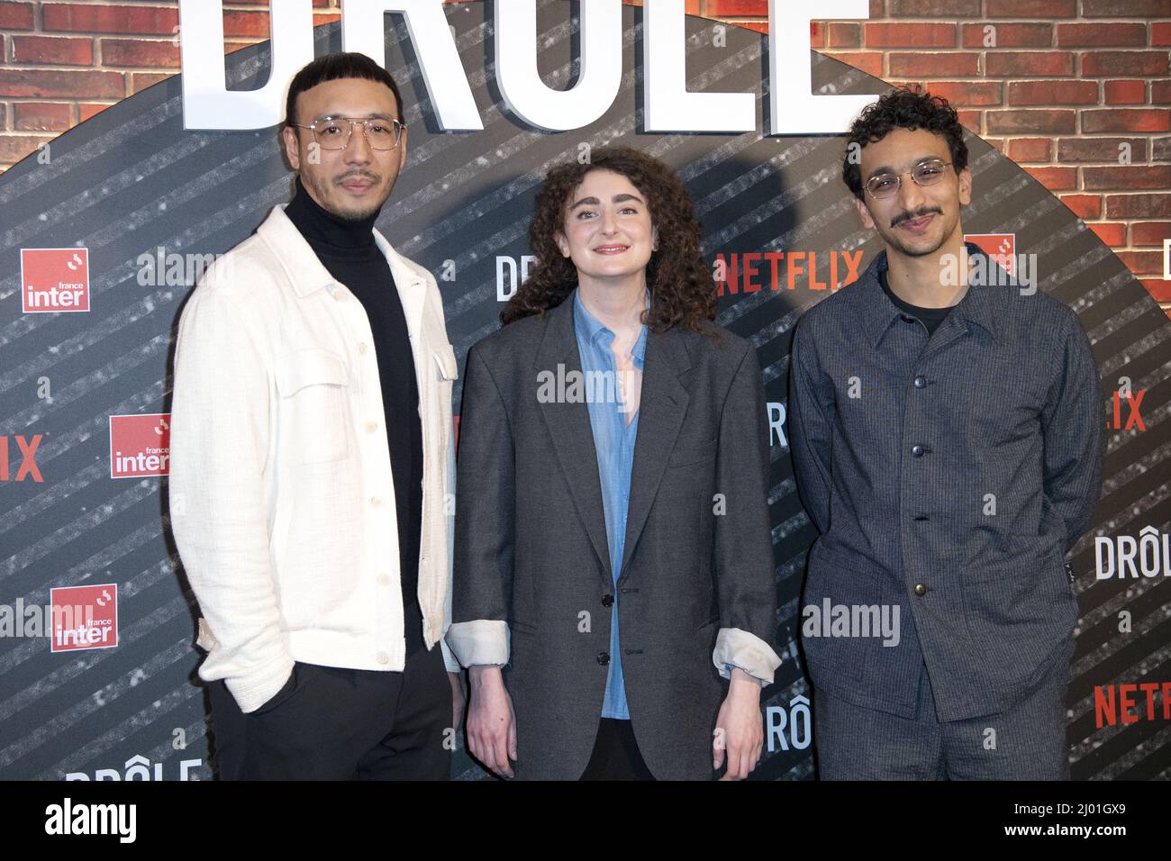 Paris, France, March 15, 2022, Jean Siuen, Elsa Guedj and Younes Boucif ...