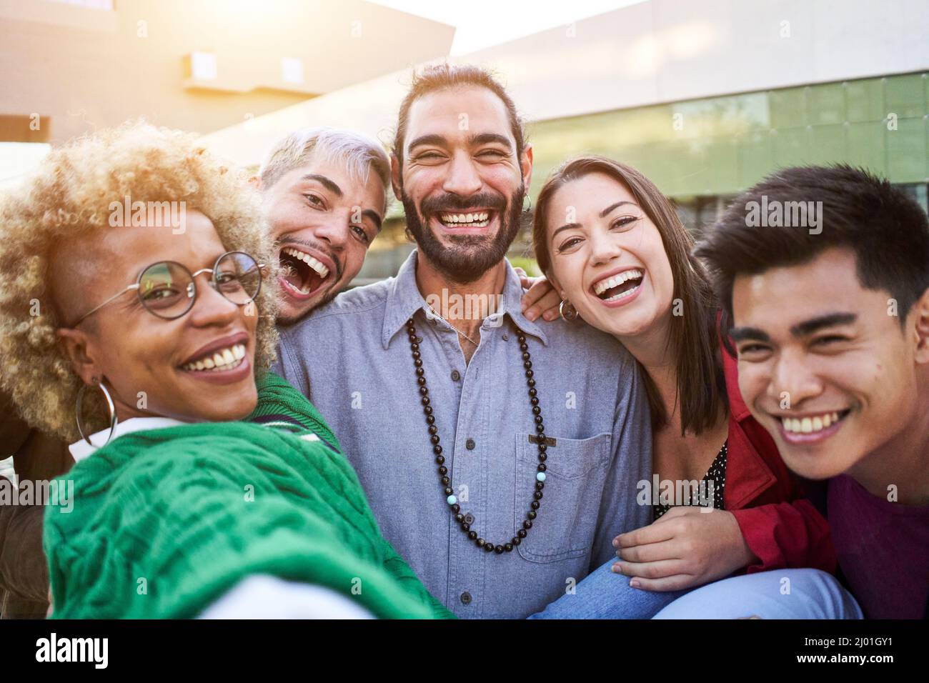 Diverse friends reunion hi-res stock photography and images - Alamy