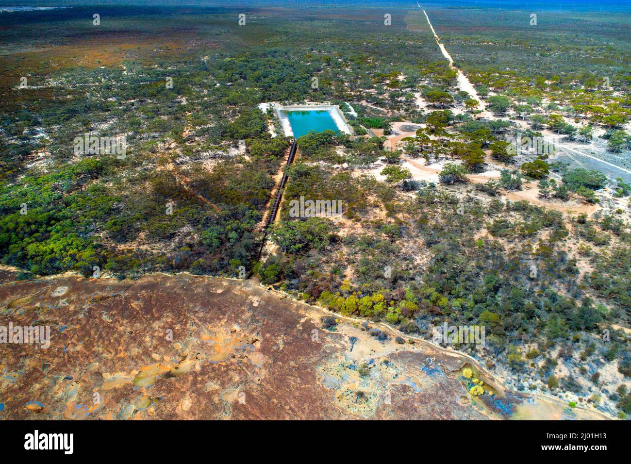 Aerial view of Karalee Rocks, water catchment, Western Australia Stock ...