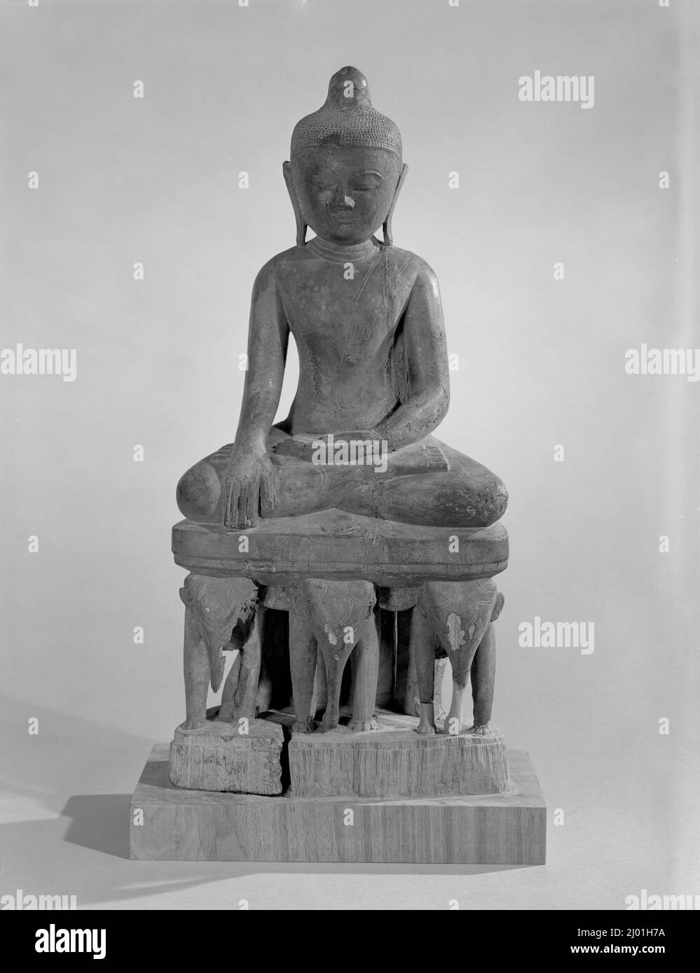 Buddha Shakyamuni Seated on an Elephant Throne. Burma (Myanmar), circa ...