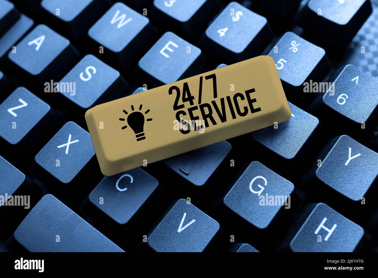 Conceptual caption 24 Or7 Service. Business concept providing an ...