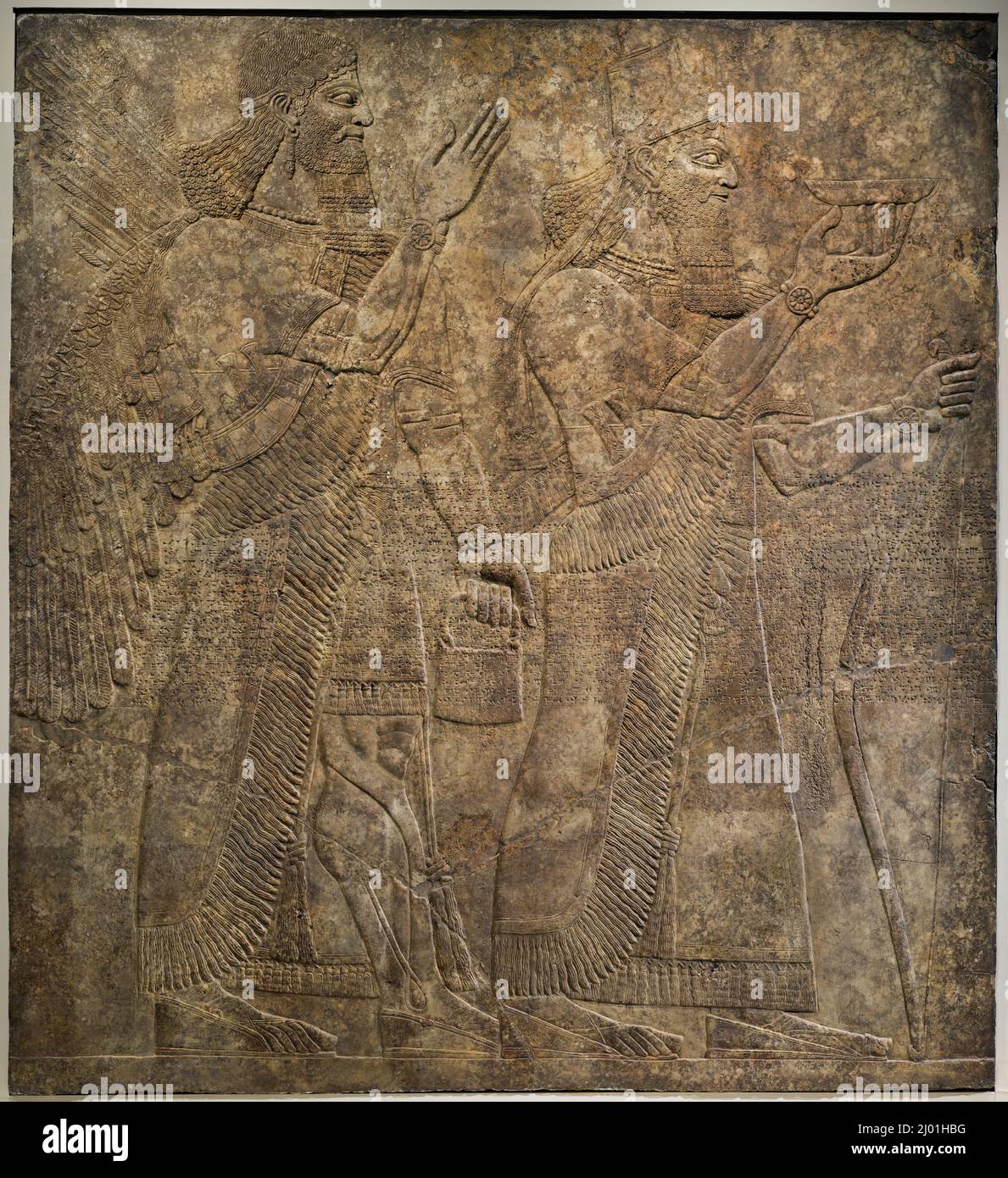 Ashurnasirpal II and a Winged Deity. Northern Iraq, Nimrud, 9th century ...