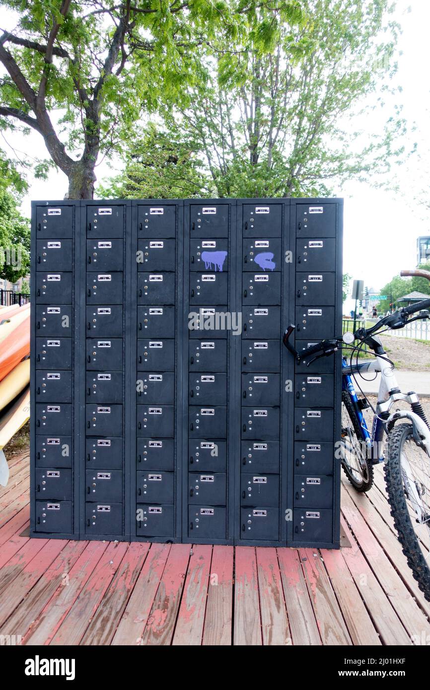 Small lockers for valuables at Lake Bde Maka Ska (was Lake Calhoun ...