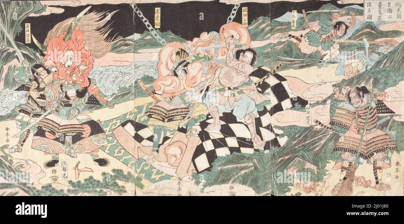 Minamoto no Yorimitsu Battling the Demon Shūtendōji. Katsukawa Shuntei ...