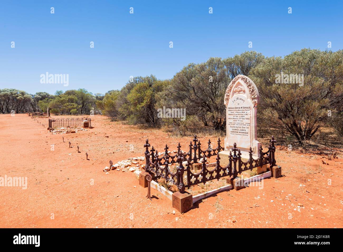 Old bush graves at Menzies Cemetery which contains graves of pioneers ...