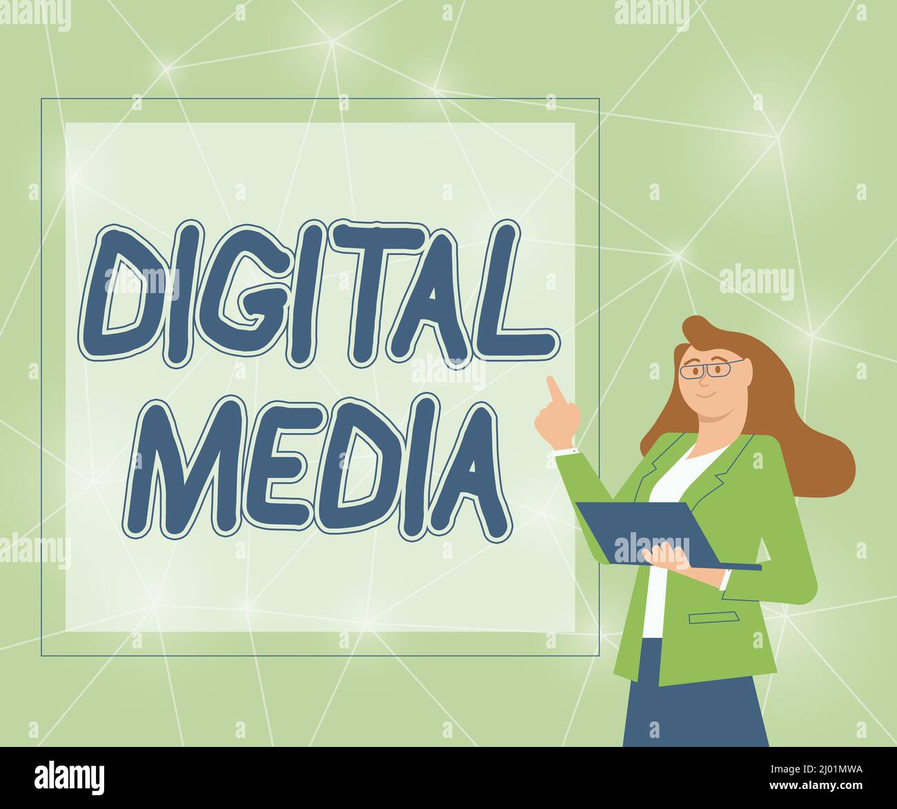 Conceptual display Digital Media. Word Written on digitized content ...