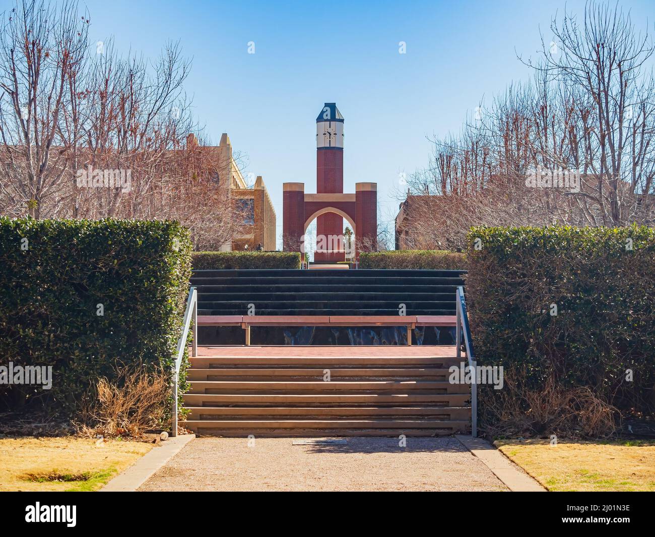 Sunny exterior view of the clock tower of University of Oklahoma at ...