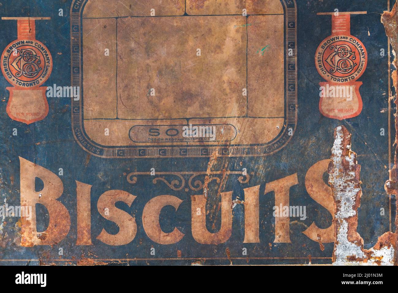 Vintage tin metal Christie Browm and Company Biscuits cookie box Stock ...