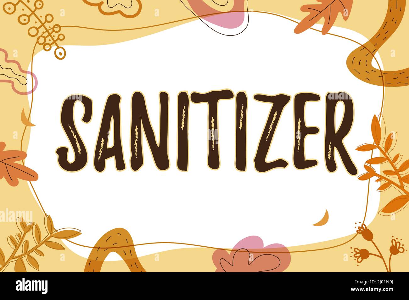 Text showing inspiration Sanitizer. Word Written on liquid or gel ...