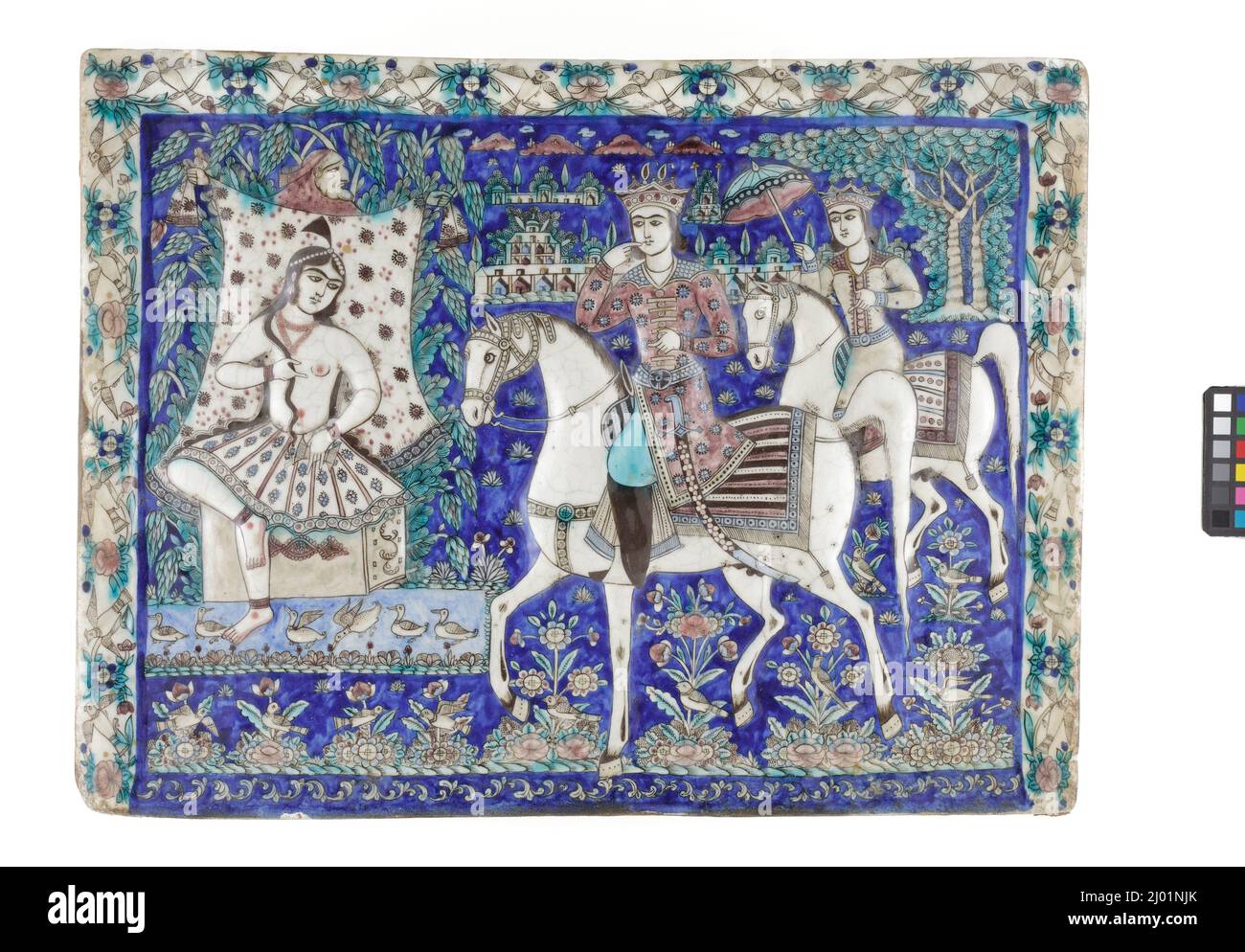 Tile. Iran, Tehran, 19th century. Ceramics. Fritware, molded ...