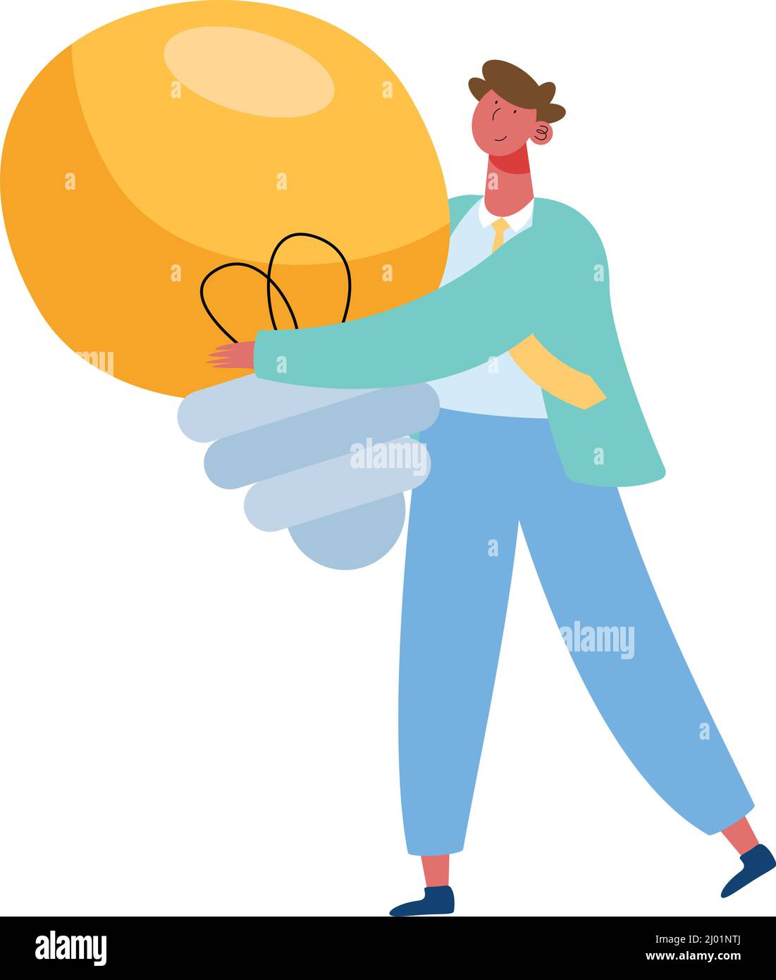 male worker lifting bulb character Stock Vector Image & Art - Alamy