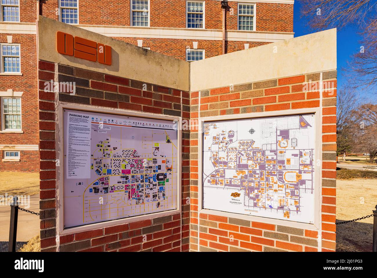 Oklahoma MAR 9 2022 - Sunny exteior view of the map of Oklahoma State ...