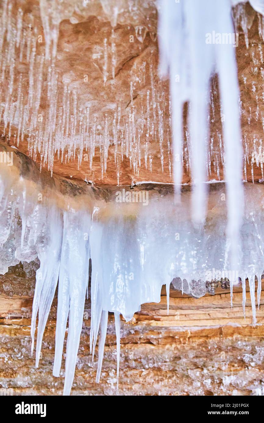 Cave ceiling in winter covered in small icicles Stock Photo - Alamy