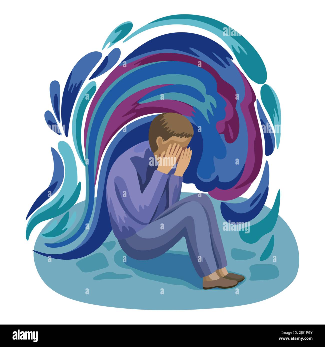 Man in depression sits Stock Vector Images - Alamy