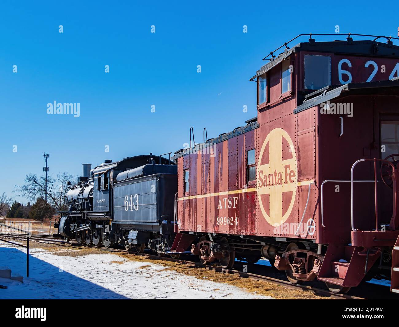 Oklahoma FEB 10, 2022 - Sunny view of the Oklahoma Railway Museum Stock ...