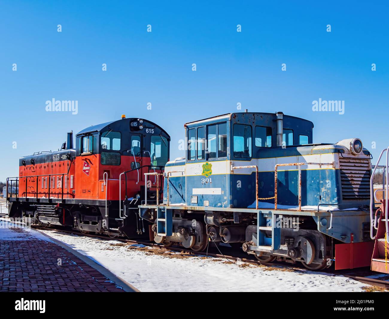 Oklahoma FEB 10, 2022 - Sunny view of the Oklahoma Railway Museum Stock ...
