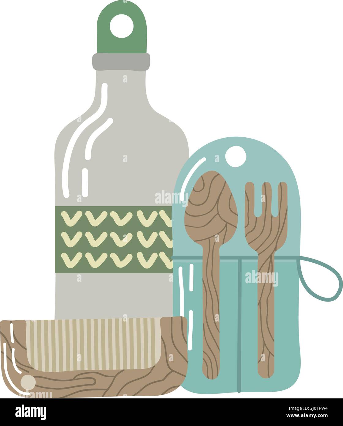 reusable bottle and utensils icons Stock Vector Image & Art - Alamy