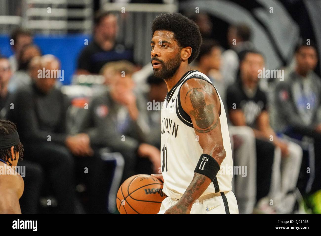 Orlando, Florida, USA, March 15, 2022, Brooklyn Nets Point Guard Kyrie Irving #11 during the ...