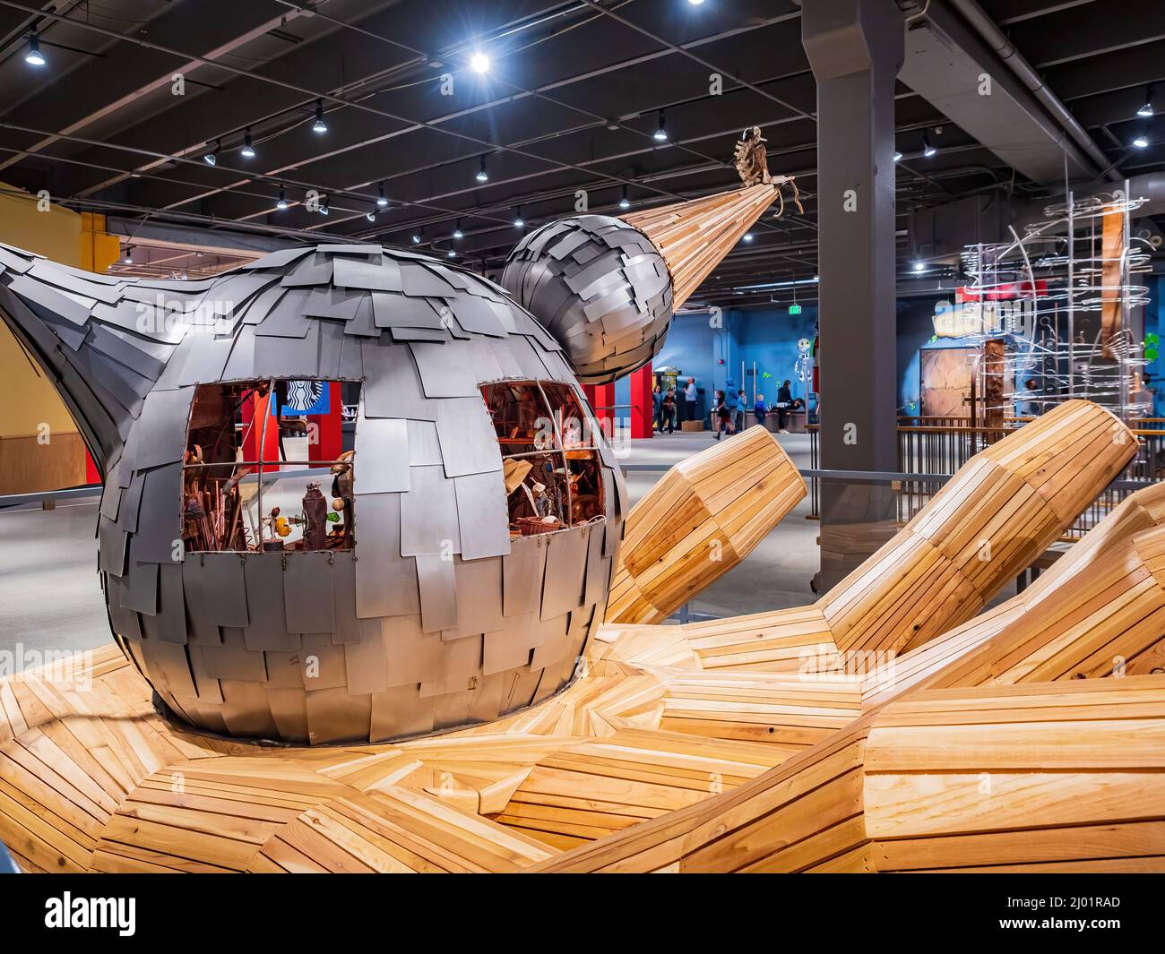 Oklahoma, MAR 6 2022 - Interior view of the interesting Science Museum ...