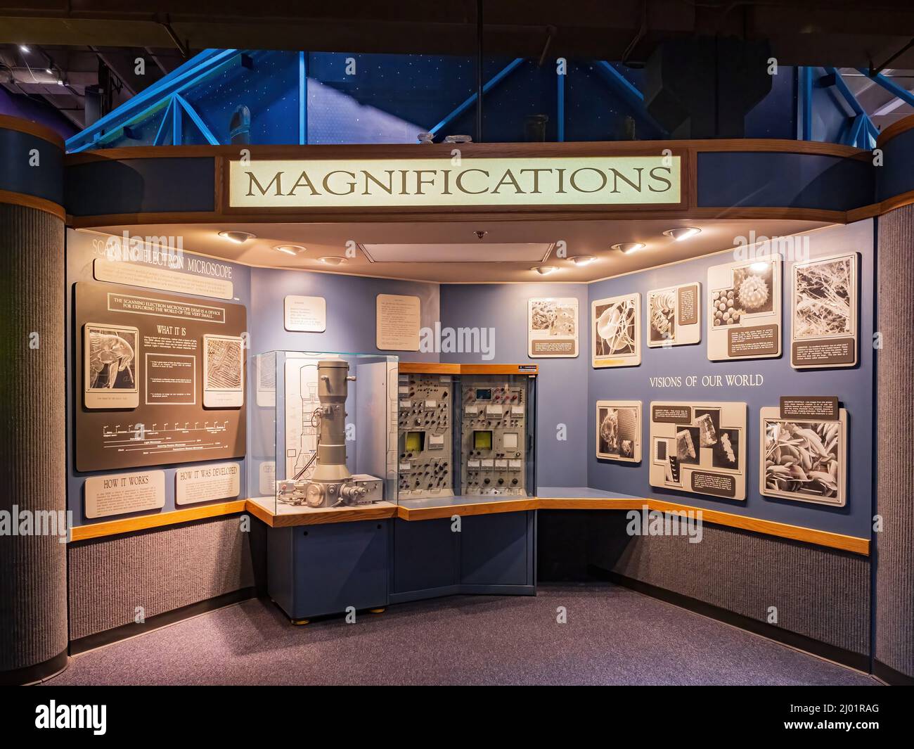 Oklahoma, MAR 6 2022 - Interior view of the interesting Science Museum ...