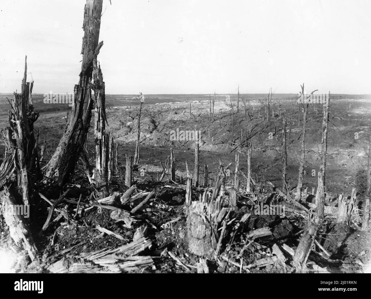 The remains of Beaumont Hamel during the Battle of the Somme, showing ...