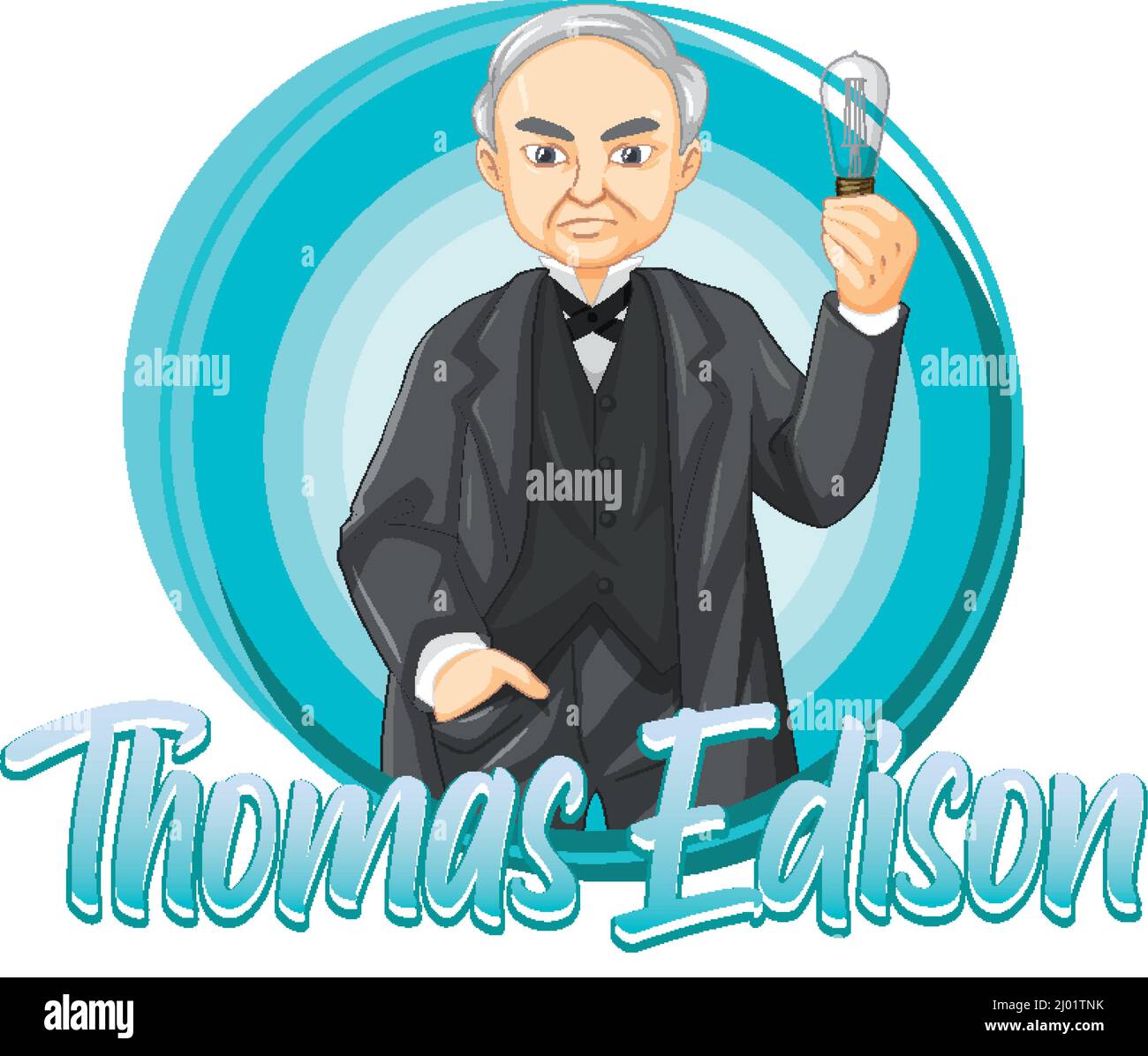 Portrait of Thomas Edison in cartoon style illustration Stock Vector ...
