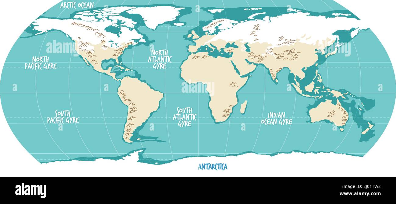 Worldmap with blue ocean and lands illustration Stock Vector Image ...