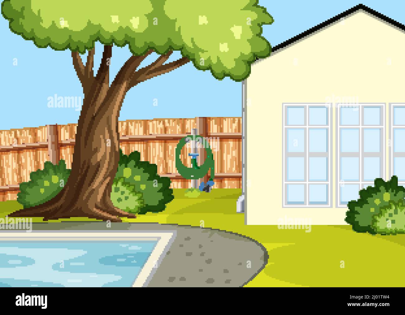 Scene of backyard with a fence illustration Stock Vector Image & Art ...