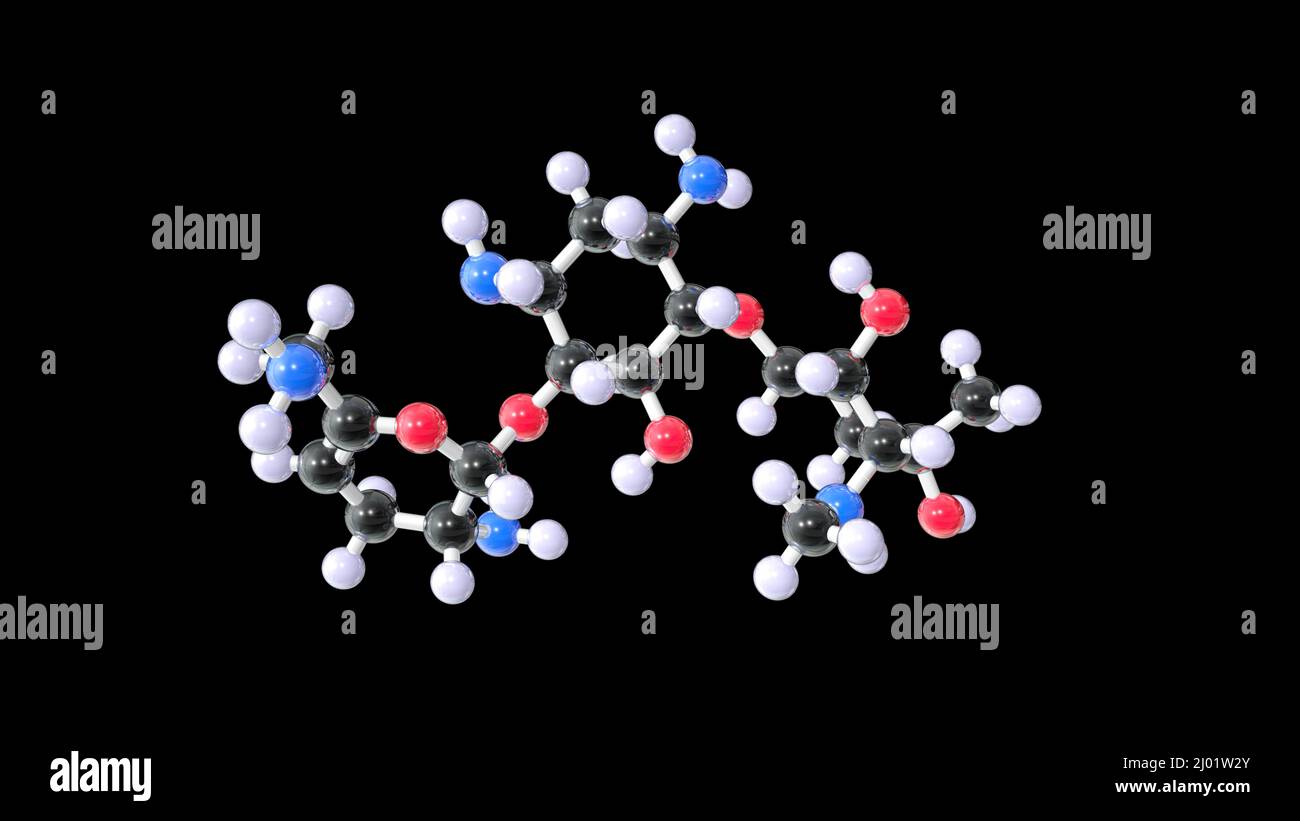Sisomicin antibiotic drug, molecular model Stock Photo - Alamy